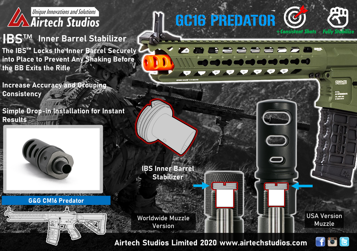 G&G CM16 GC16 Predator IBS™ Inner Barrel Stabilizer – Airtech Studios
